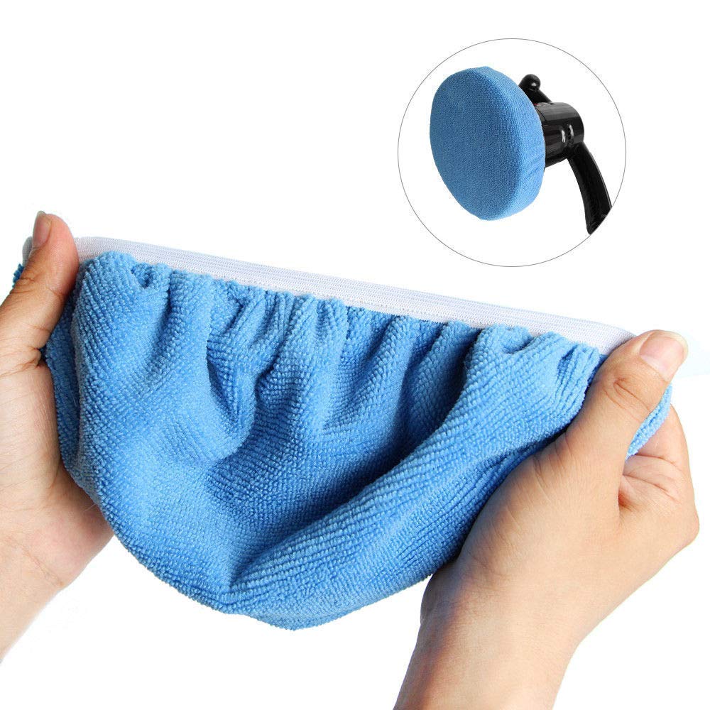 ZYTC Car Polishing Waxing Sleeve Polisher Pad Bonnet Microfiber Pad Soft Pack of 5 (Light Blue, 9"-10")