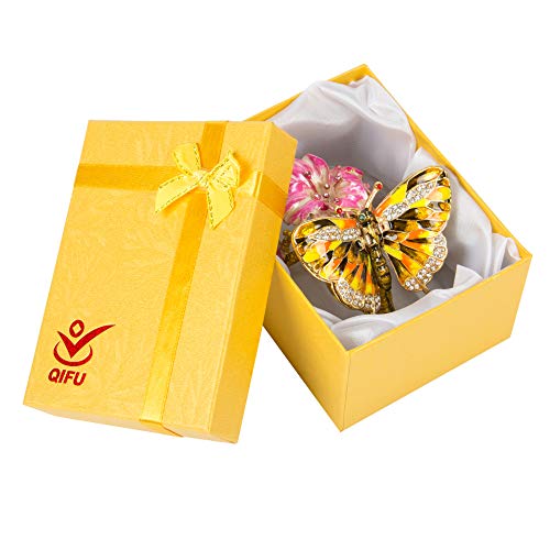 QIFU Decorative Hand Painted Butterfly Hinged Jewelry Trinket Box Unique Gift Home Decor