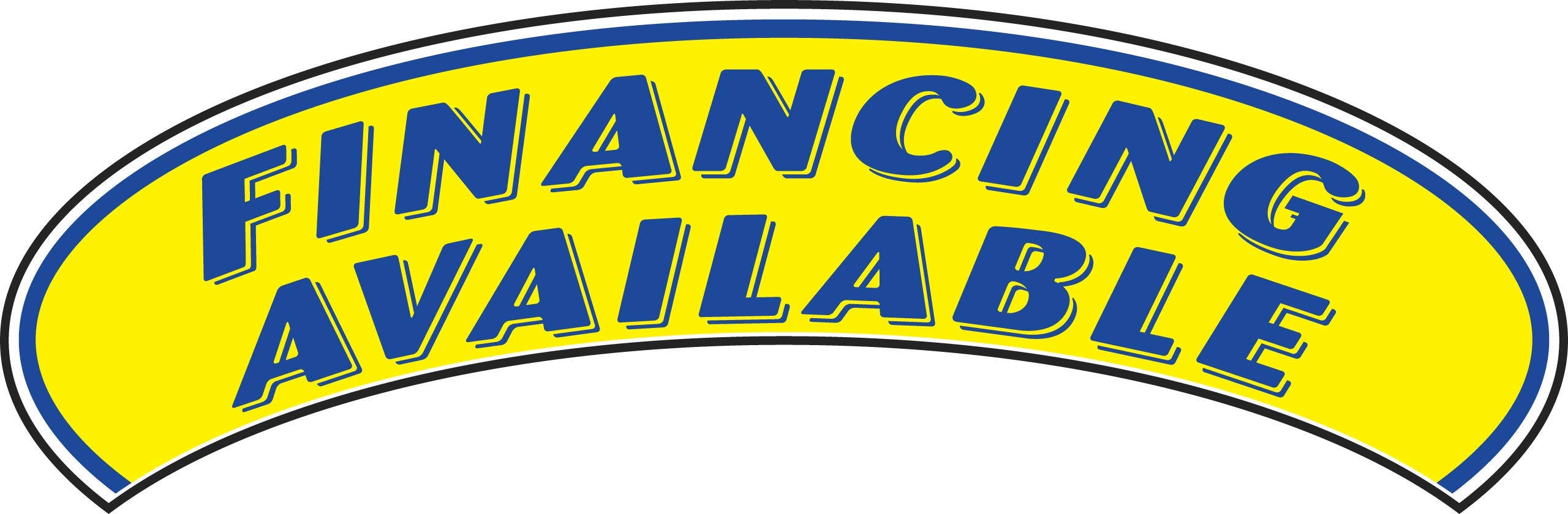 SSWBasics-Arch Windshield Slogan Sticker - Blue/Yellow - Financing Available - 2 3/4ʺW x