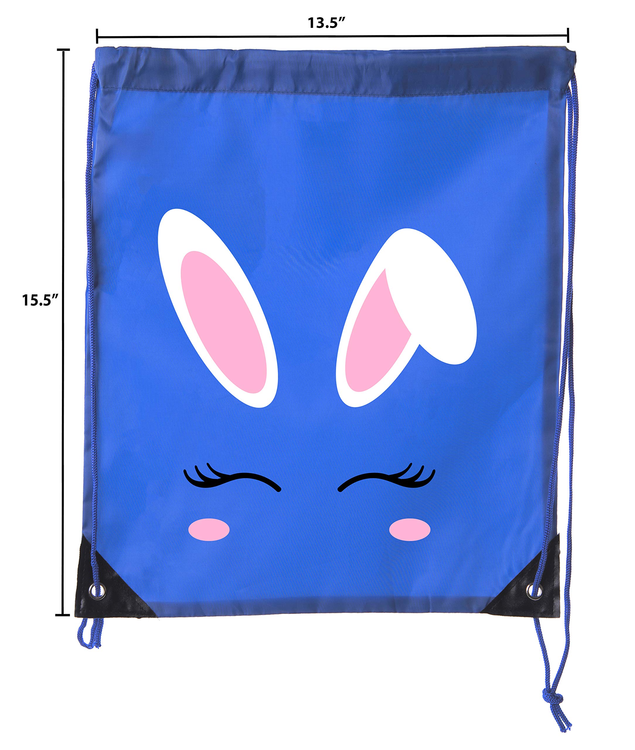 Mato & Hash Easter Basket Bags, Bulk Drawstring Backpacks, Party Favor Goody Bags for Easter - Bunny Face - Royal CA2500EasterDTG S5