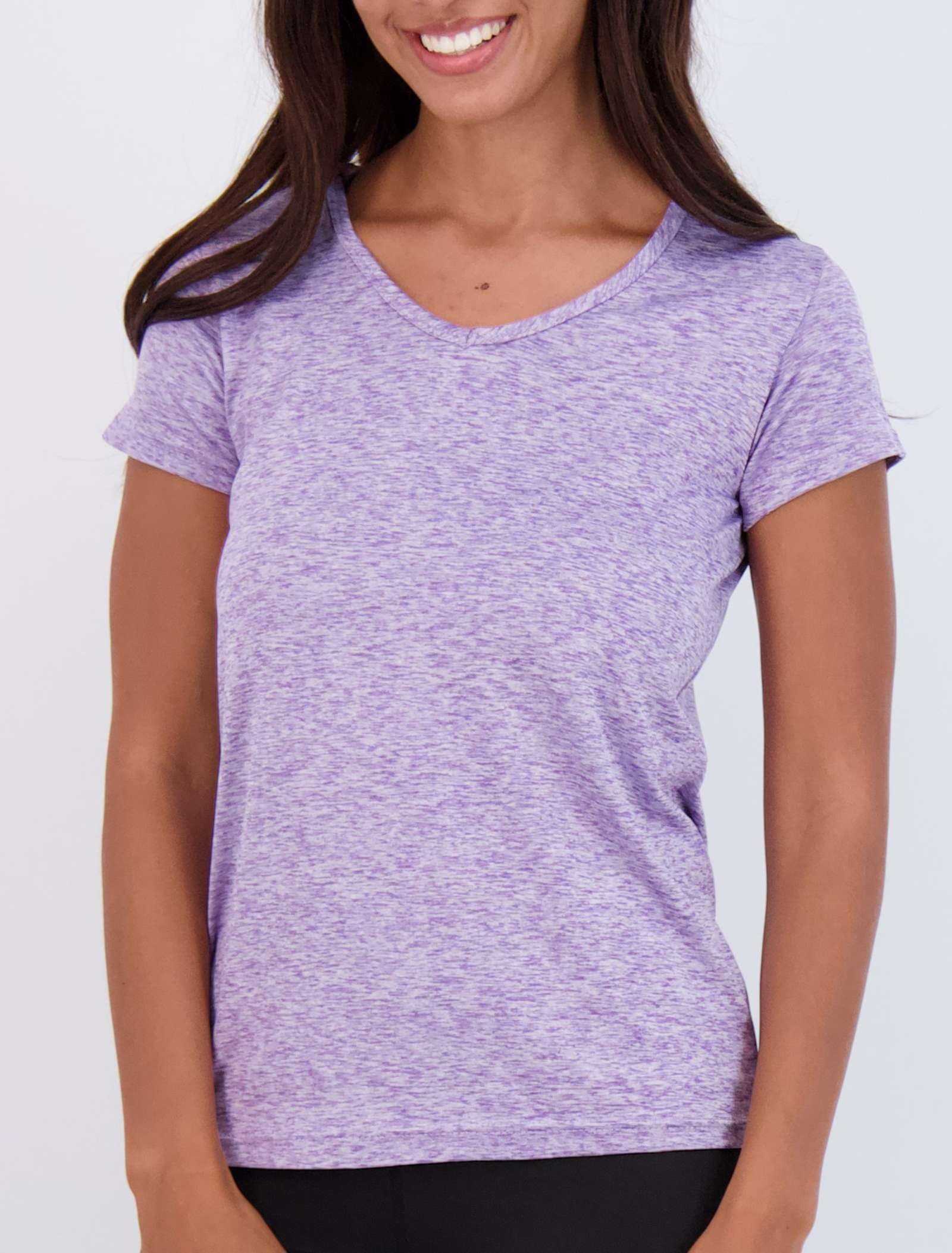 Real Essentials Womens V Neck T-Shirt Ladies Yoga Top Athletic Tees Active Wear Gym Workout Zumba Exercise Running Essentials Quick Dry Fit Dri Fit Moisture Wicking Basic Clothes, Set 1, L, Pack of 5