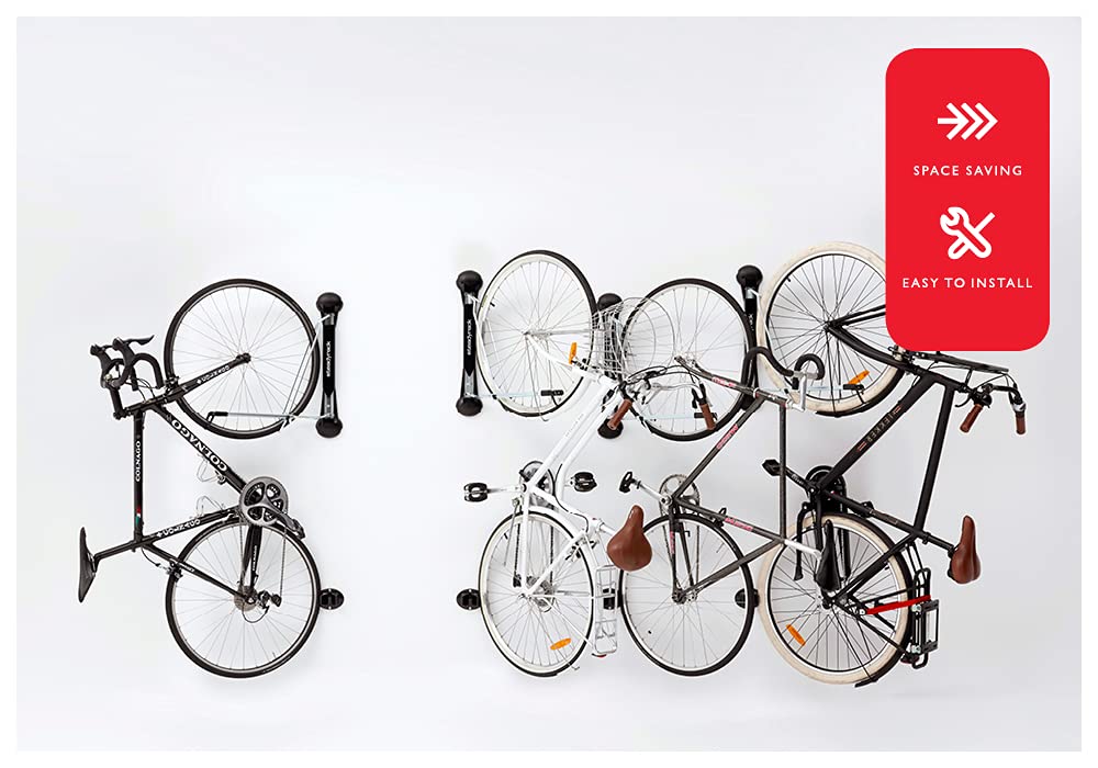Steadyrack Bike Rack - Easy Lift Swivel Bike Wall Mount, Vertical Storage Solution for Bicycles with Fenders or Mudguards, Garage Bicycle Rack Wall Mount for Home - 2 Pack