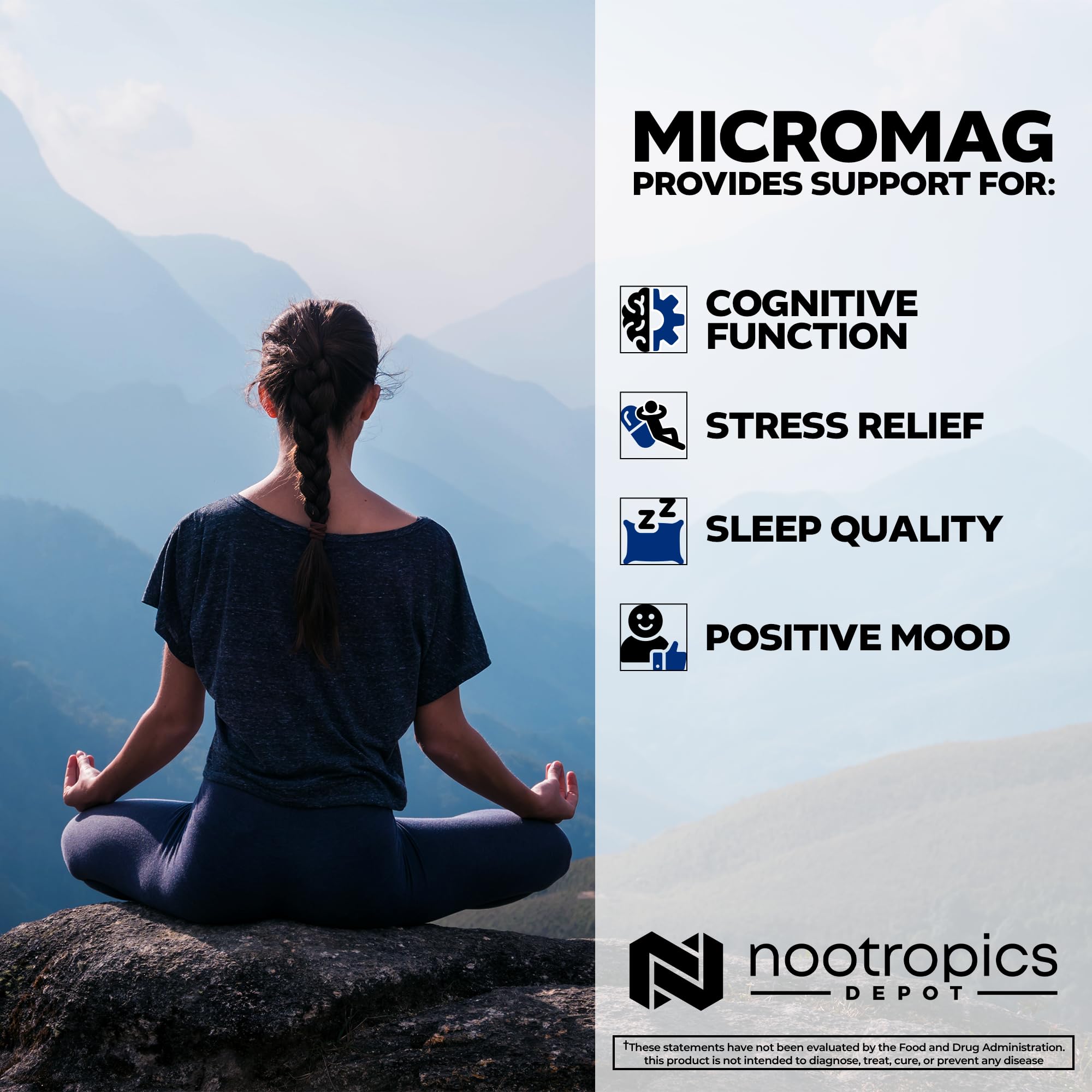 Nootropics Depot MicroMag Magnesium Capsules | 625mg | 90 Count | Contains 200mg of Elemental Magnesium