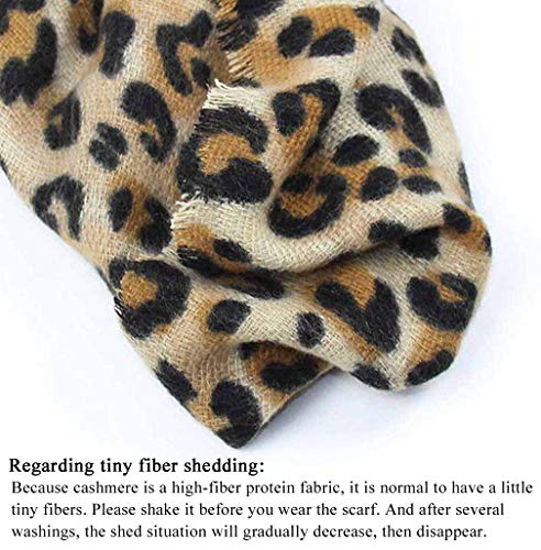 GERINLY Cashmere Leopard Blanket Scarf for Women Animal Print Pashmina Scarves and Wraps Soft Warm Shawl for Travel (Light Brown)