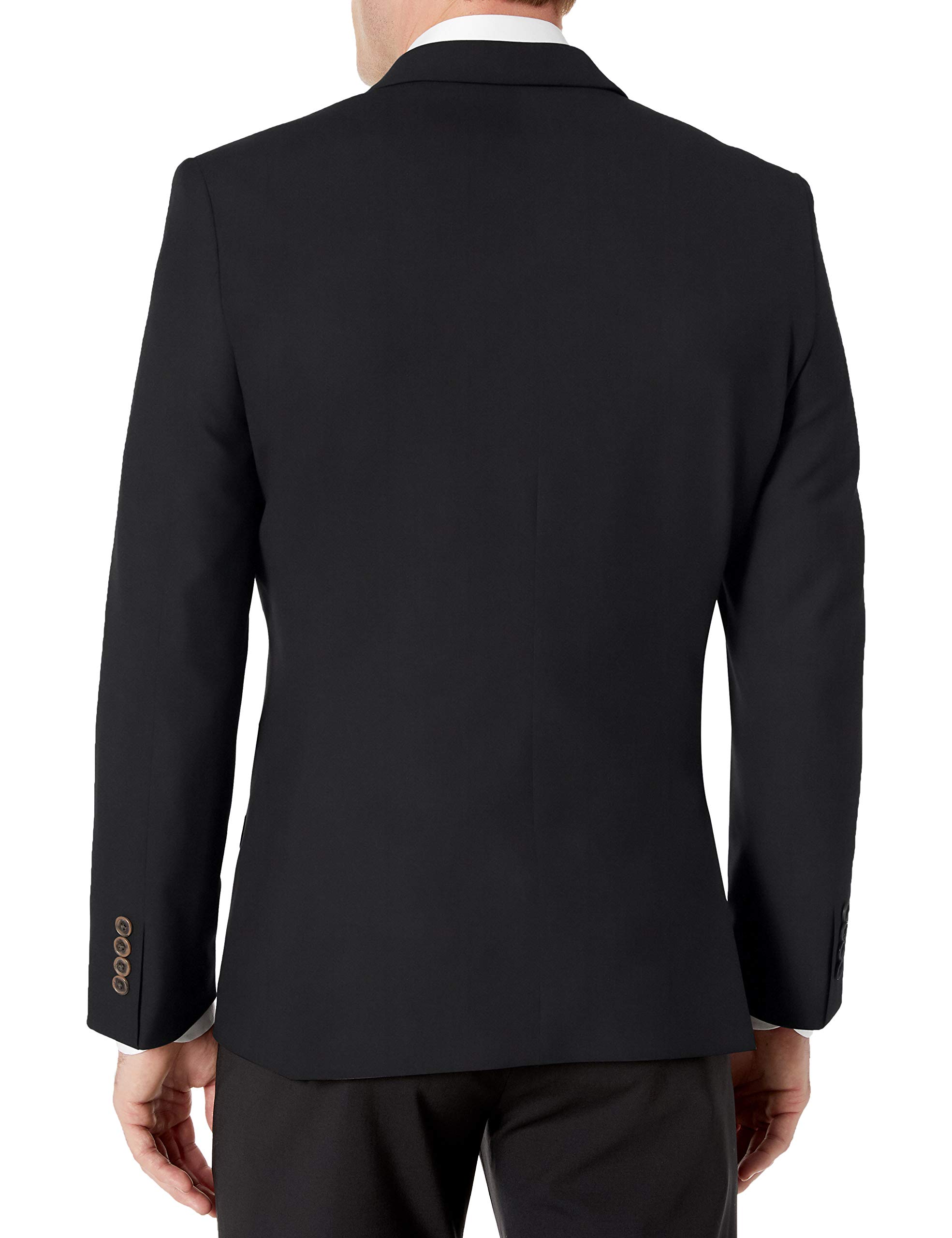 Amazon Essentials Men's Long-Sleeve Button-Front Slim-Fit Stretch Blazer, Black, 44