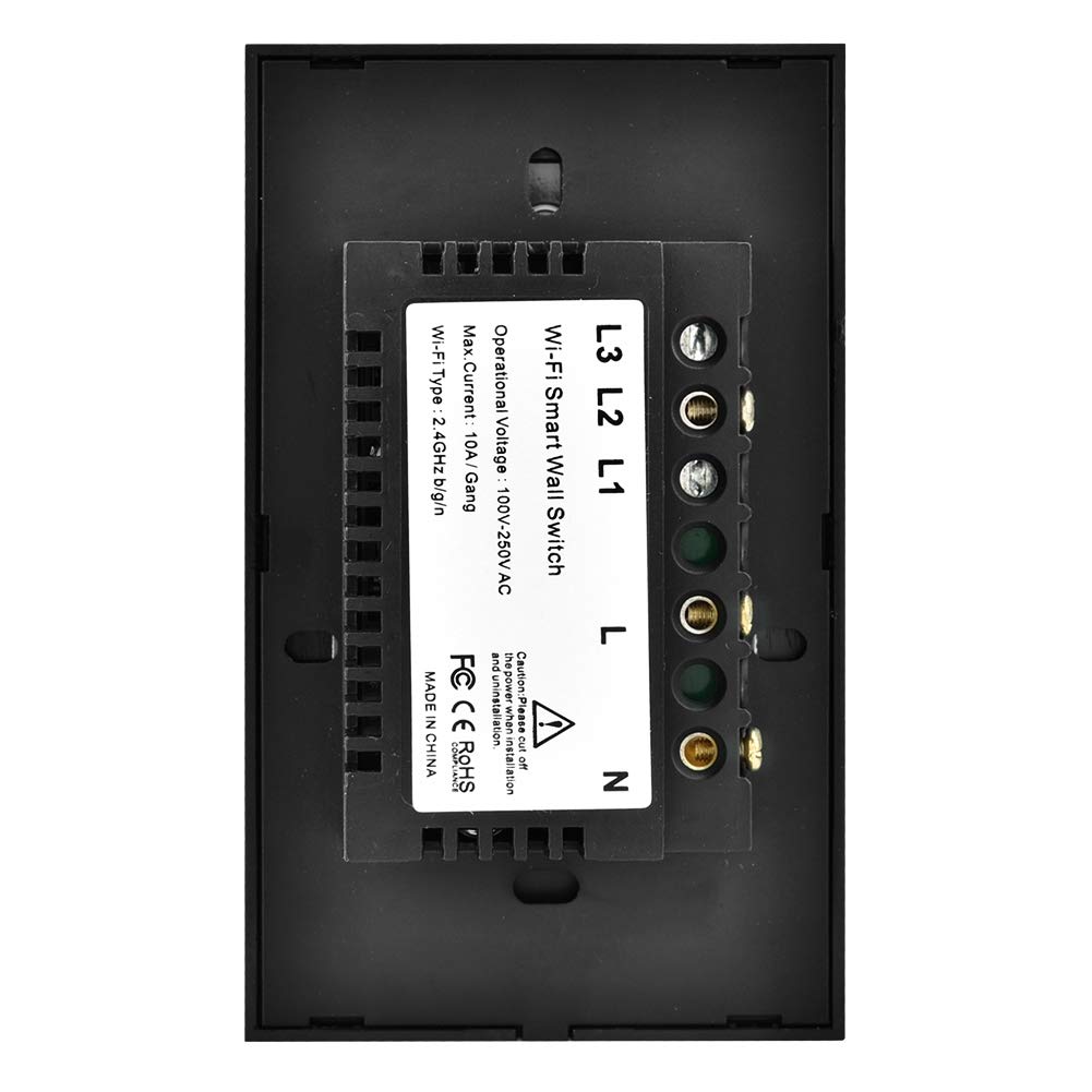Dioche Smart Light Switch, Switch Single Circle for 1-Way AC for, Home or Nest 100-250V(Black)