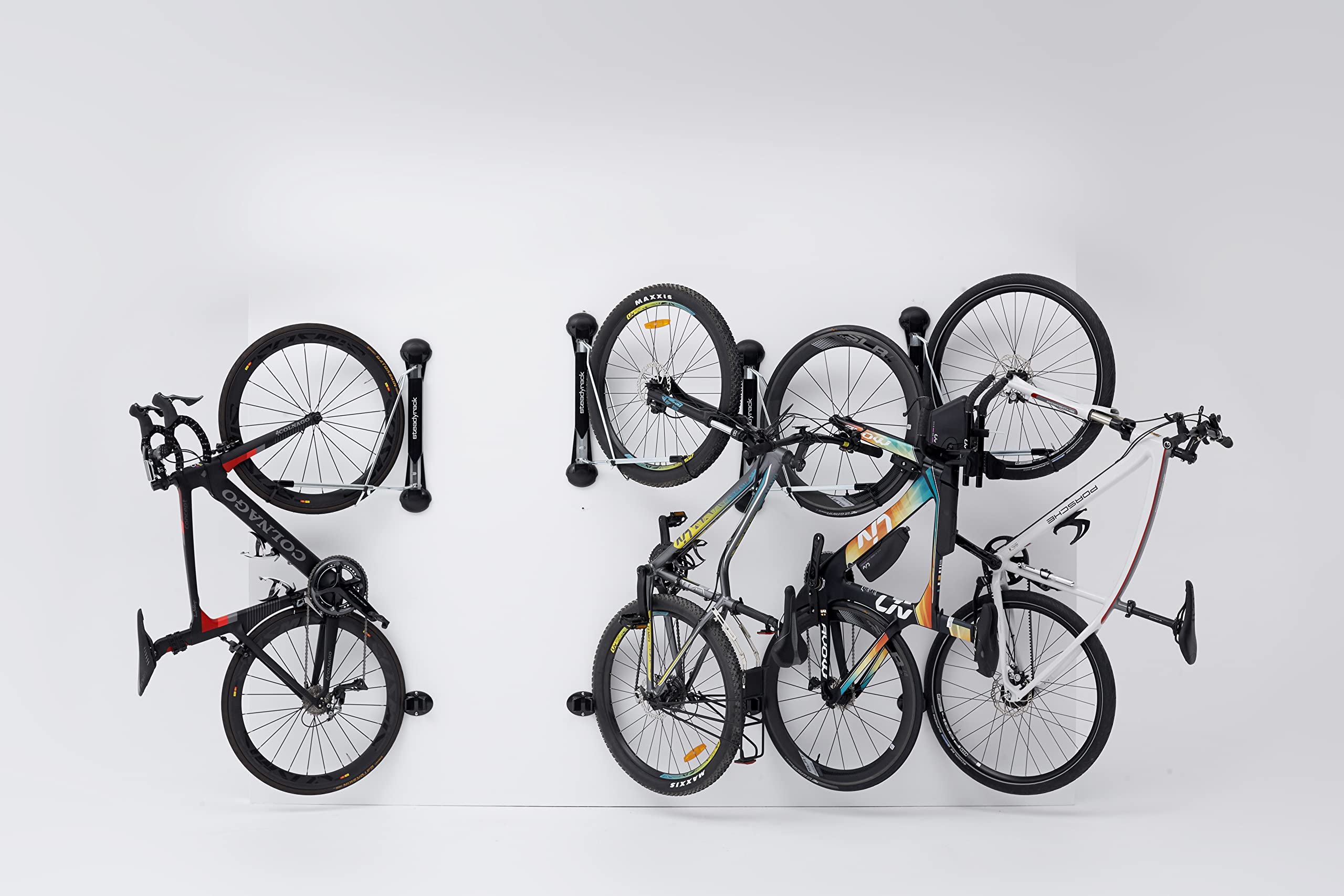 Steadyrack Bike Rack - Easy Lift Swivel Bike Wall Mount, Vertical Storage Solution for Bicycles with Fenders or Mudguards, Garage Bicycle Rack Wall Mount for Home - 2 Pack