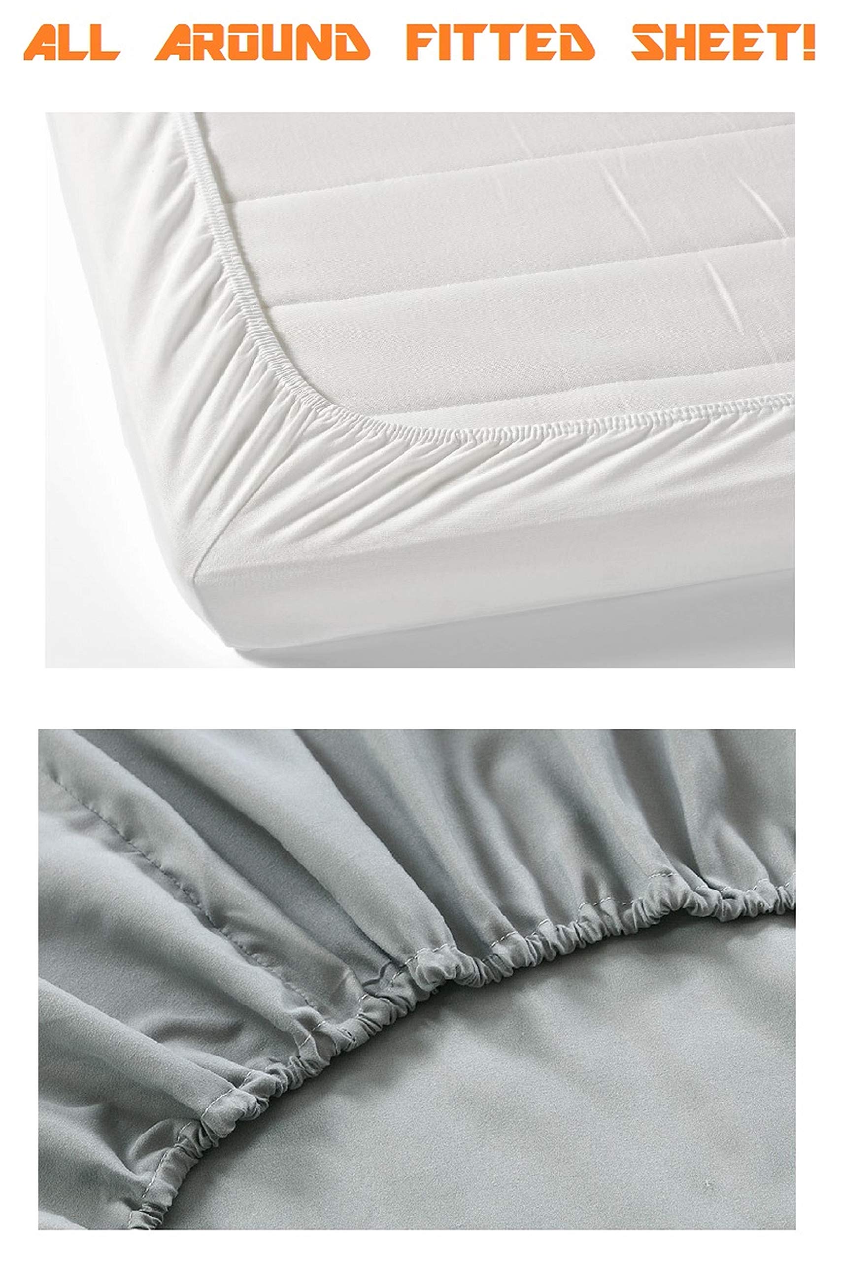 Elegant Comfort Luxury 1500 Premium Hotel Quality Microfiber 4-Piece Sheet Set - Wrinkle Resistant, All Around Elastic Fitted Sheet, Deep Pocket up to 16", Full, Grey