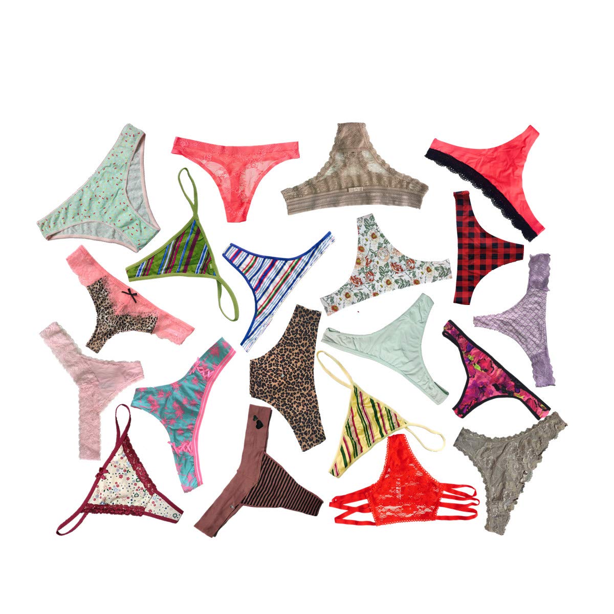 LUSTA Variety of womens underwear thong cotton lacy bikini hipster Panties t-back tanga pack (10, Small) Multicolor