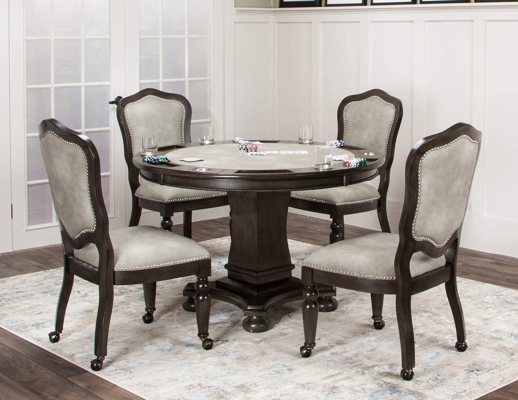 Sunset Trading Vegas Game and Dining Chair, Gray/Black/Off-white