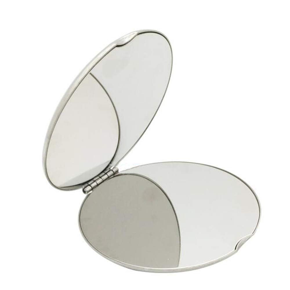 Shatterproof Stainless Steel Ultra Slim Folding Portable Mirror Makeup Unbreakable Camping Mirror For Personal Use,Travelling, Emergency Signaling (Round:6.5 * 6.5CM)