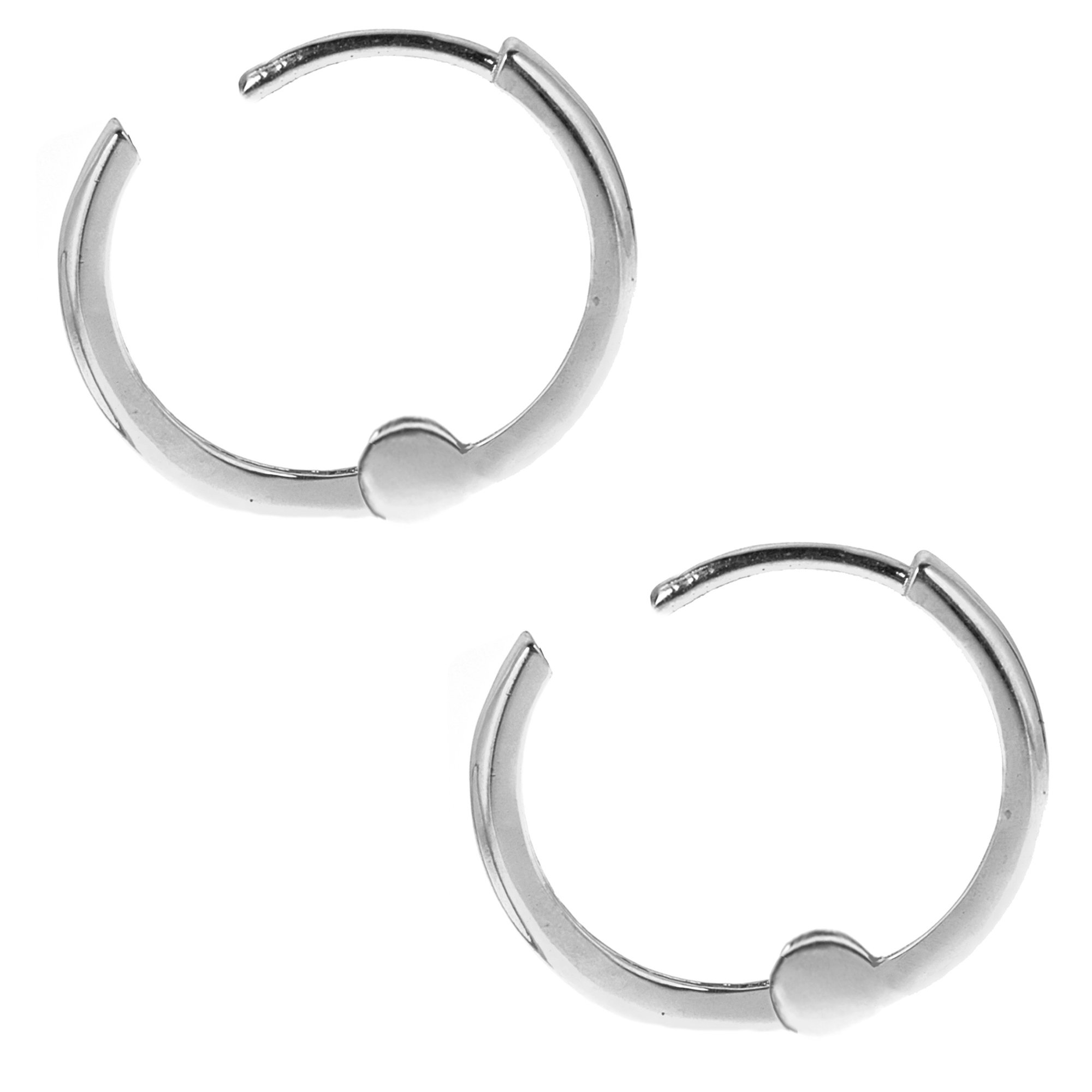 Ritastephens 10k White Gold Mini Huggies Hoops Earrings 1.5x9 Mm
