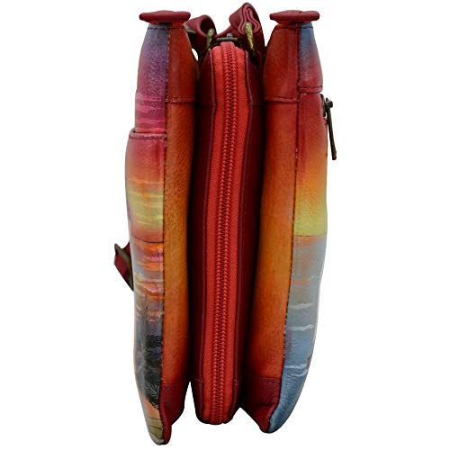 Anuschka Women's Hand Painted Genuine Leather RFID Blocking Triple Compartment Travel Organizer - Guiding Light