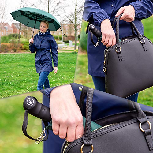 Ergonauts Windproof Vented Double Canopy Travel Umbrella with Teflon Coating - Portable Compact Foldable Lightweight Design and High Wind Resistance (Green)