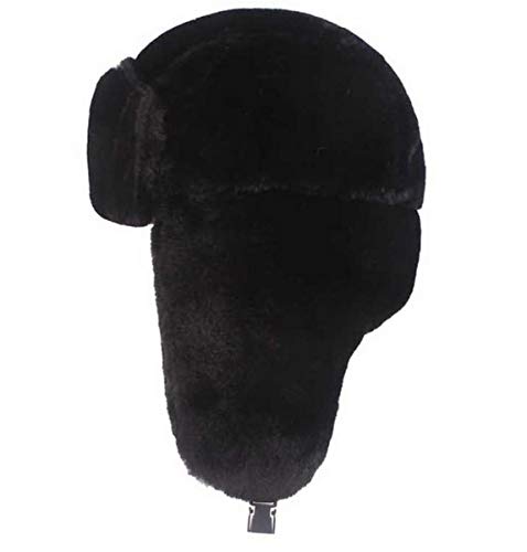 Brcus Women Russian Ushanka Trapper Pilot Aviator Cap Winter Windproof Ski Hat Black