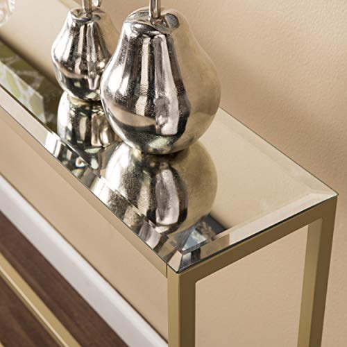 SEI Furniture Darrin Narrow Mirrored Top Console Table, 56", Metallic Gold
