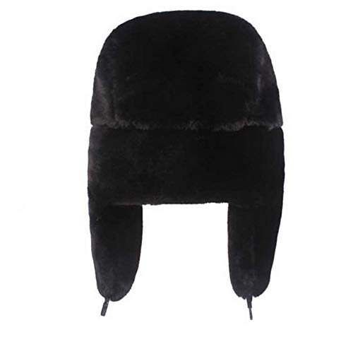 Brcus Women Russian Ushanka Trapper Pilot Aviator Cap Winter Windproof Ski Hat Black