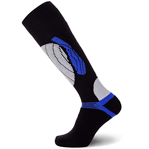 Pure Athlete Elite Wool Race Ski Socks - Warm Comfortable Snowboard/Skiing Socks (Orange (1) + Silver (1) + Blue (1) - 3 Pack, Large/X-Large)