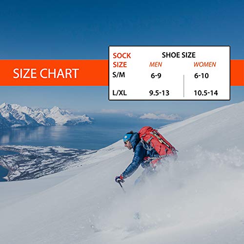 Pure Athlete Elite Wool Race Ski Socks - Warm Comfortable Snowboard/Skiing Socks (Orange (1) + Silver (1) + Blue (1) - 3 Pack, Large/X-Large)