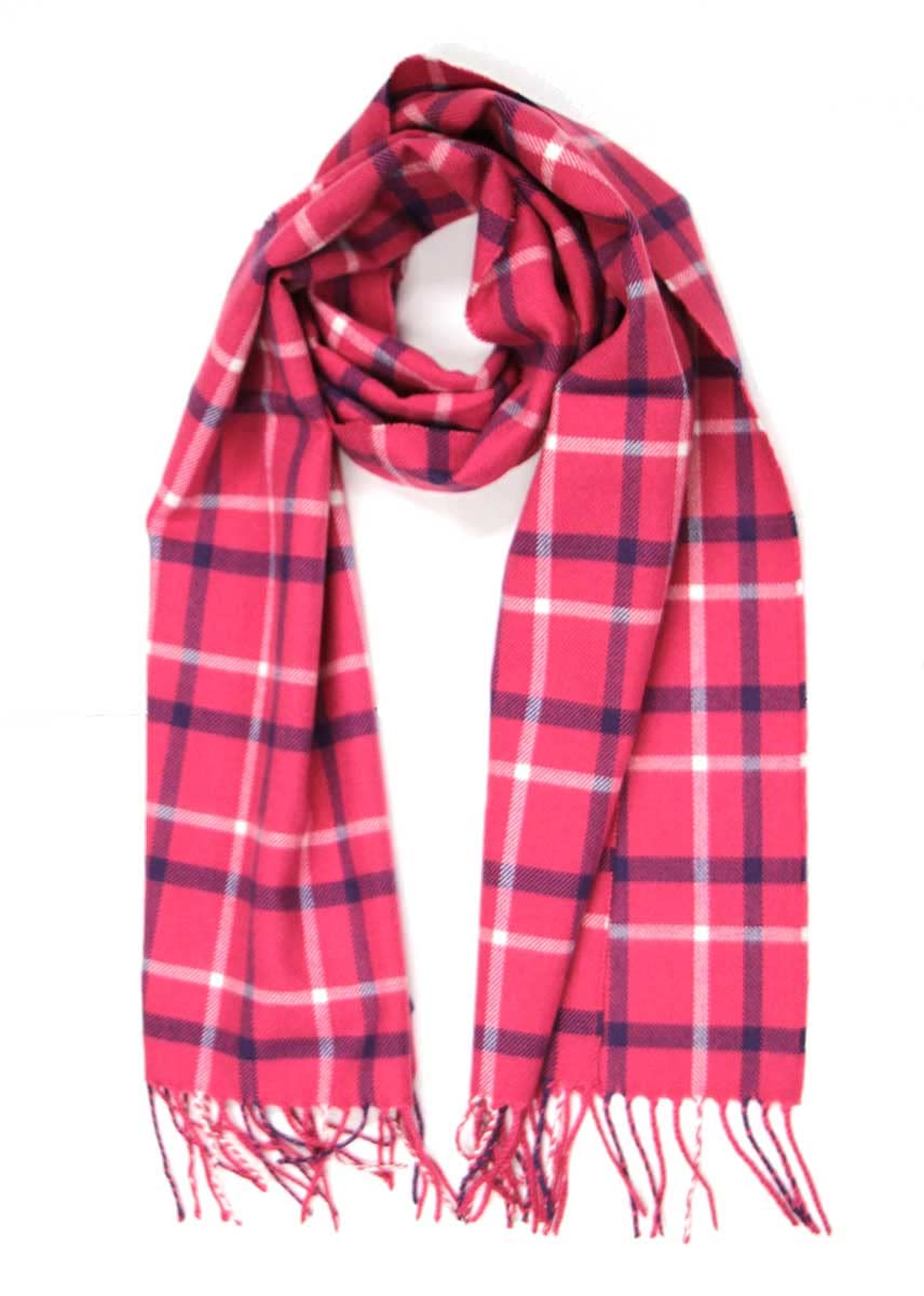 SERENITA Cashmere Feel Scarf for Women Men, Super Soft Classic Winter Wrap Blanket, Plaid Pink 2
