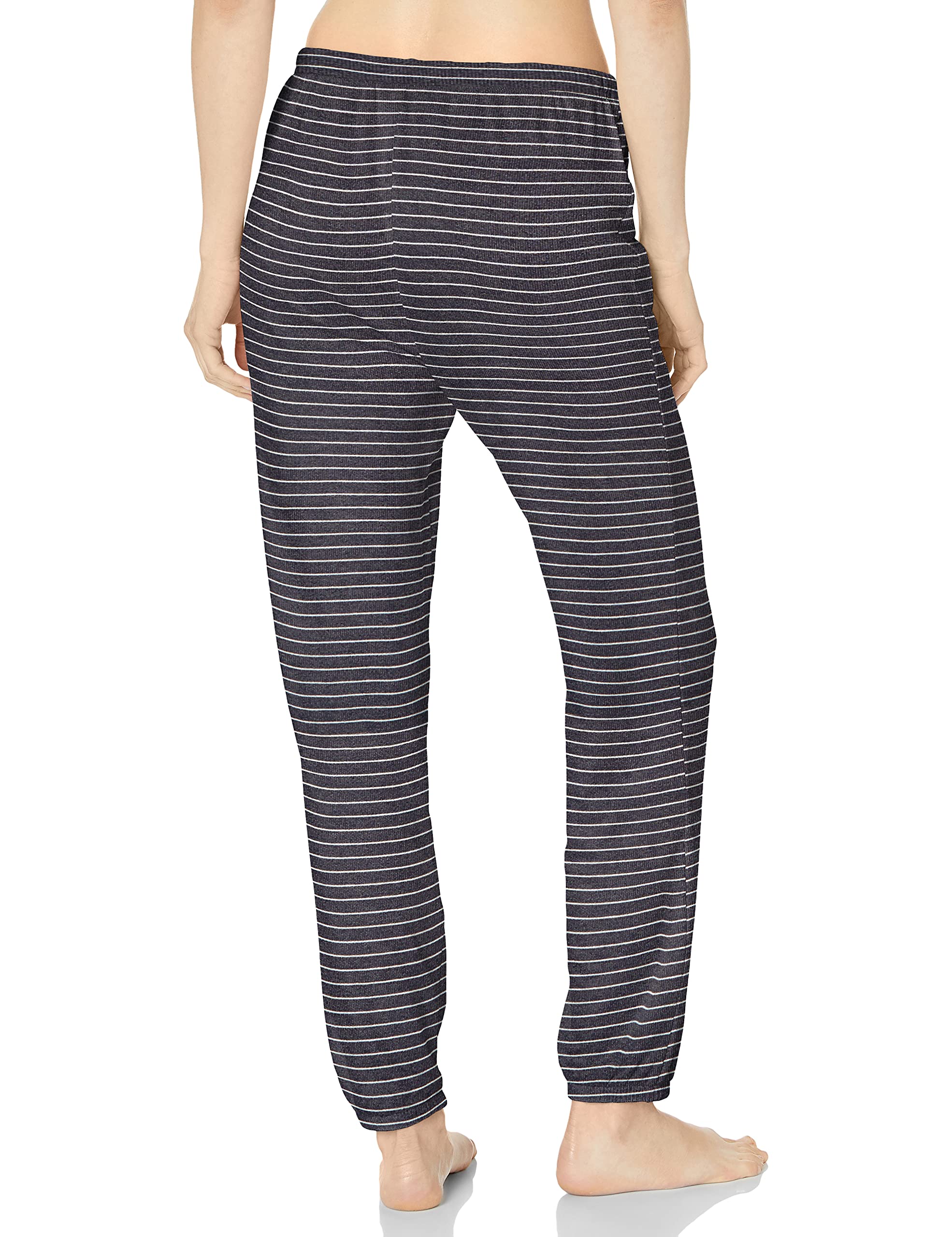 Amazon Essentials Women's Pajama Jogger - Lightweight Lounge Terry, Plus Size, Navy Stripe, Medium