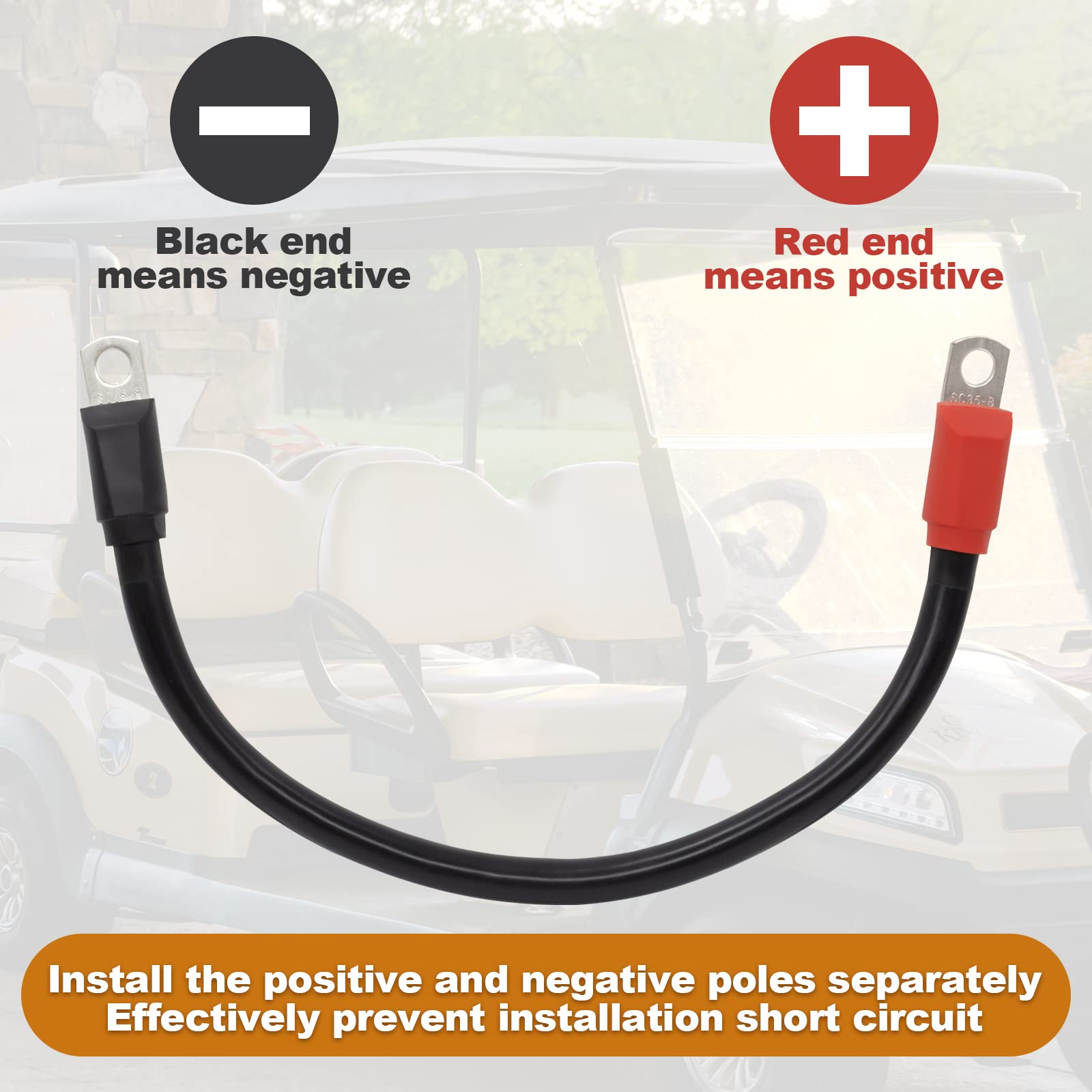 superbobi Cable 7 pc Set # 2 Awg HD Golf Cart Battery Club Car 48 Volt Wire Kit, Golf Cart Battery Cables Wiring Kit