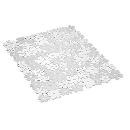 iDesign Blumz Floral BPA-Free Flexible PVC Plastic Large Sink Protector Mat - 16" x 12.5", Clear