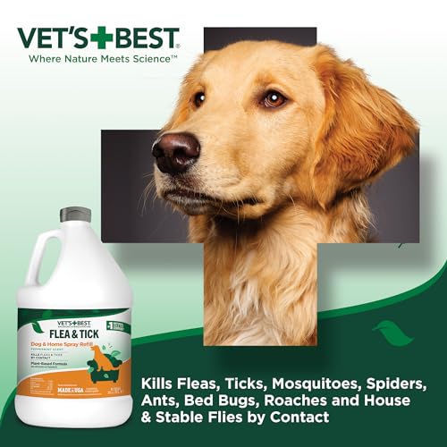 Vet's Best Flea and Tick Home Spray | Flea Treatment for Dogs and Home | Flea Killer with Certified Natural Oils | 96 Ounces Refill
