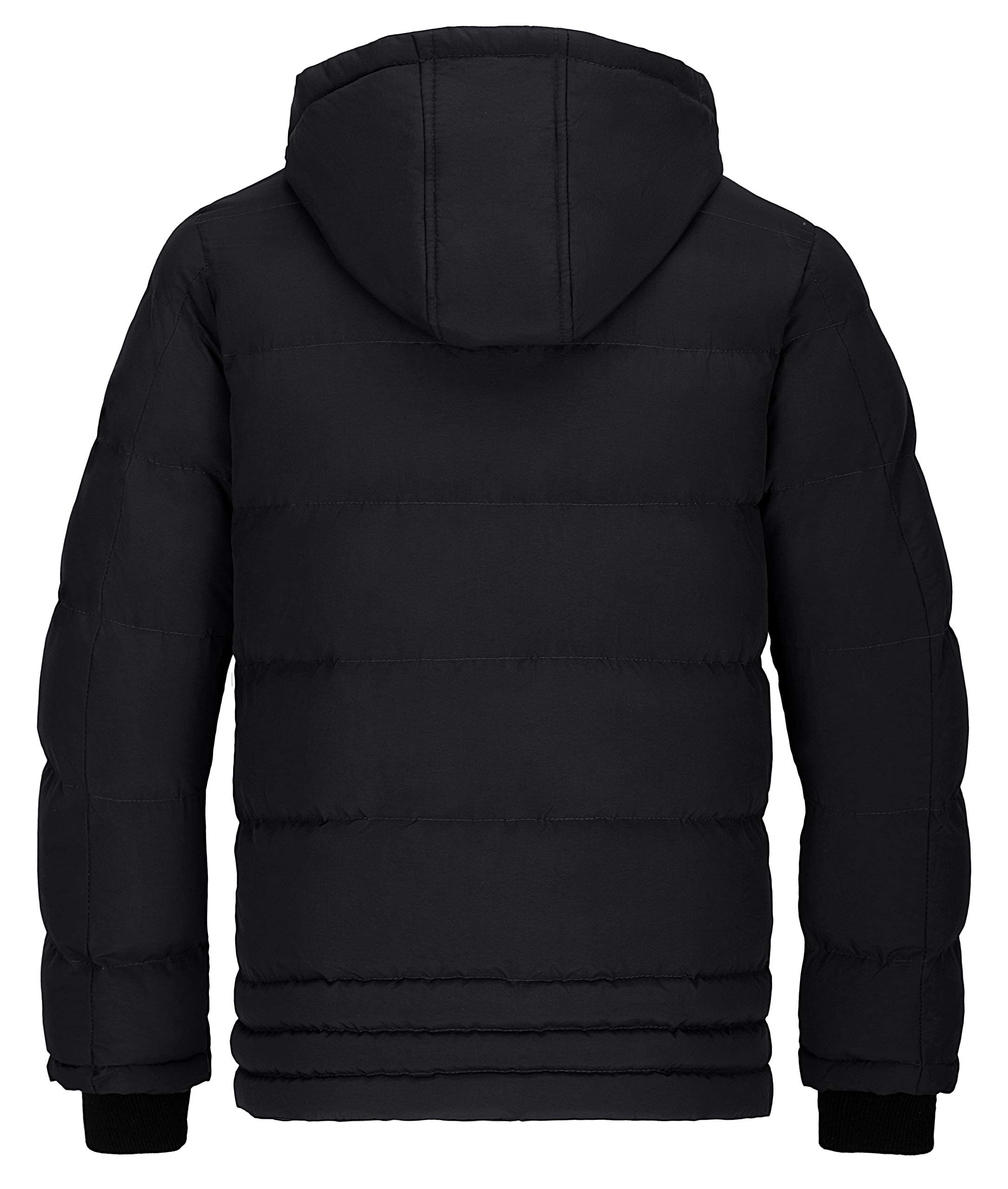 wantdo Men's Windproof Puffer Coat Insulated Winter Jacket with Hood Black Small