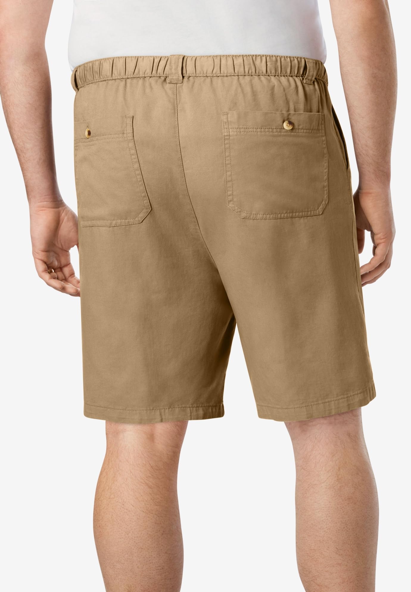 KingSize Knockarounds 8" Full Elastic Plain Front Shorts - 4XL, Khaki