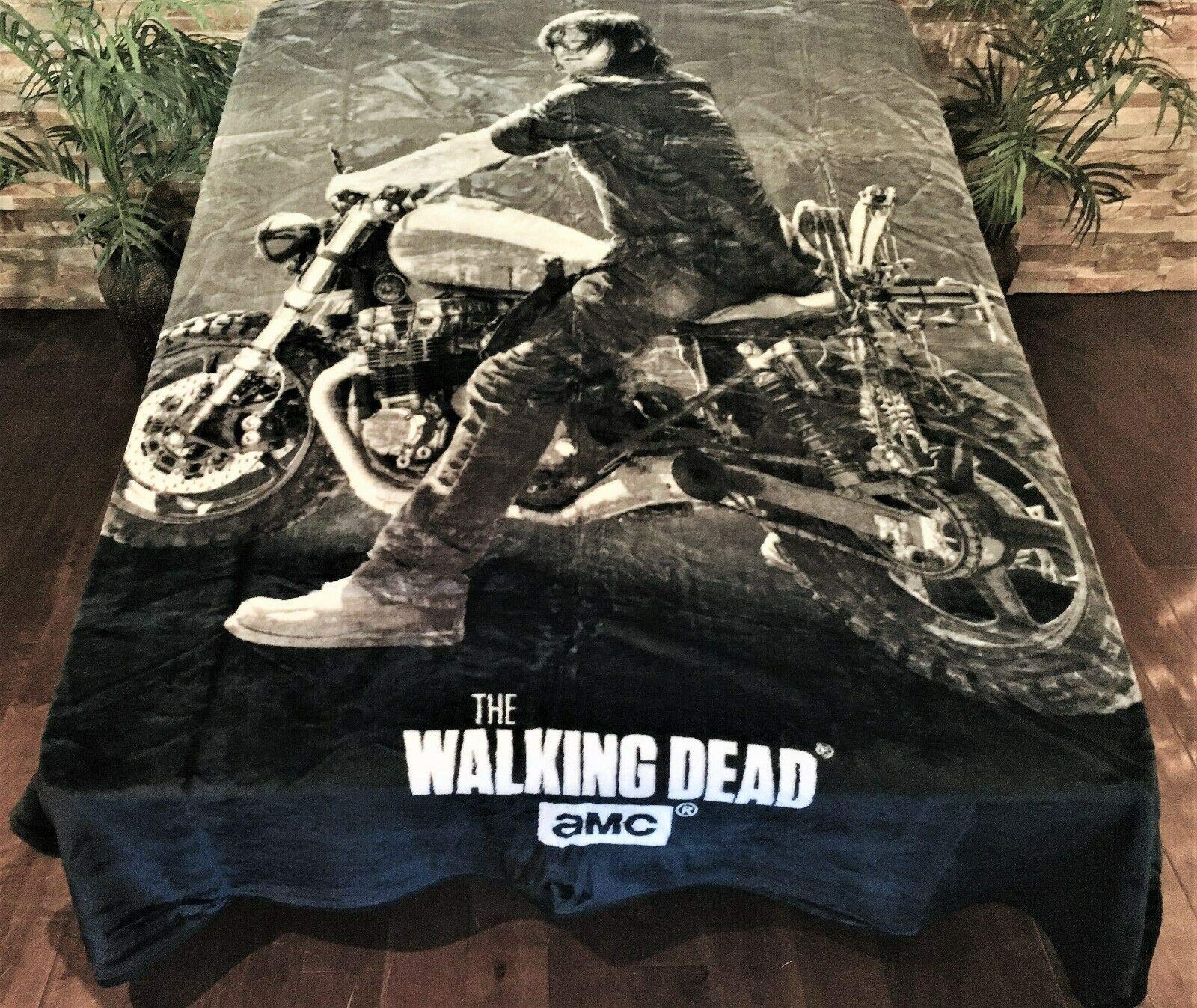 Regal Comfort Daryl Dixon on Motorcycle AMC Walking Dead Faux Fur Queen Blanket