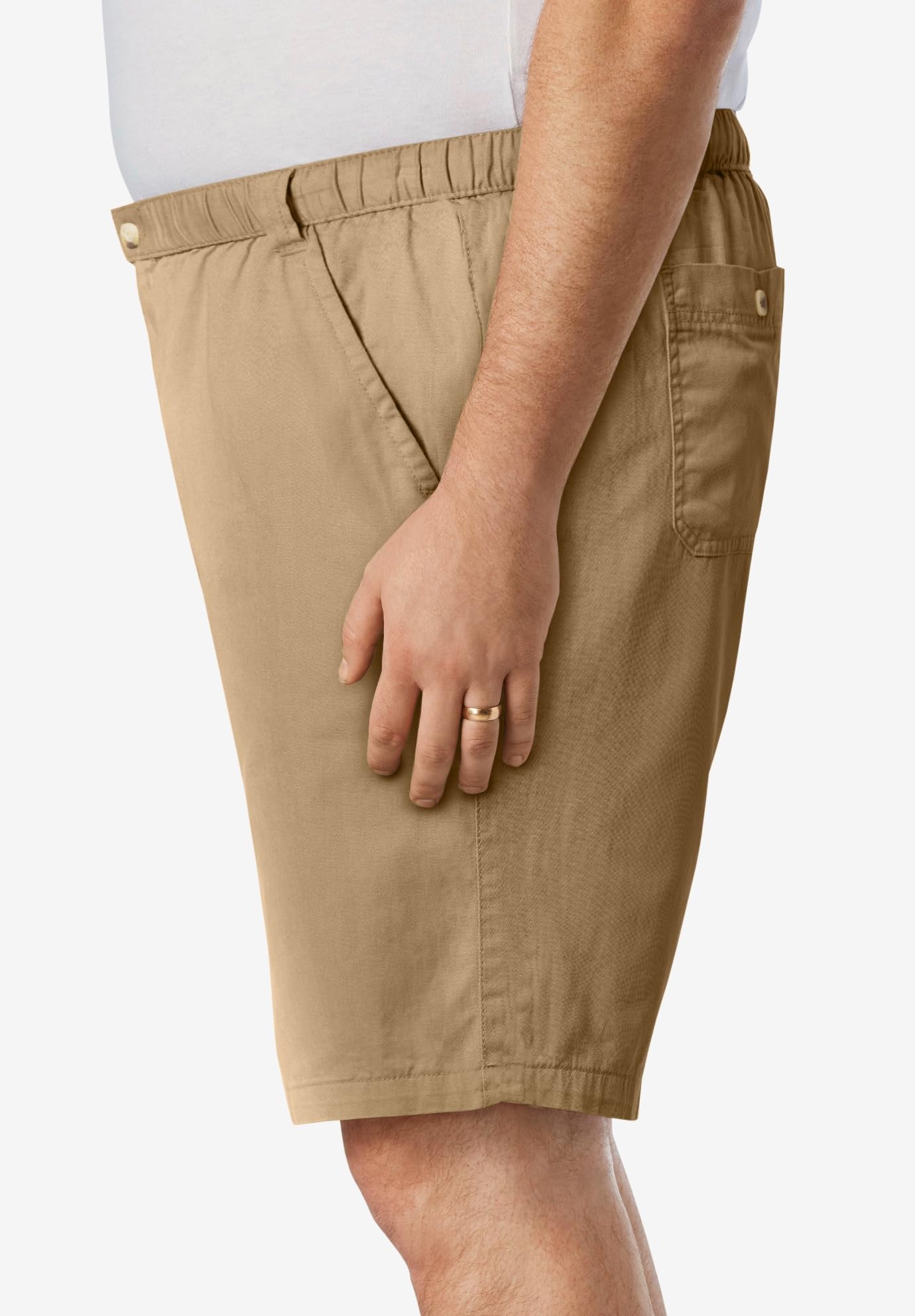 KingSize Knockarounds 8" Full Elastic Plain Front Shorts - 4XL, Khaki
