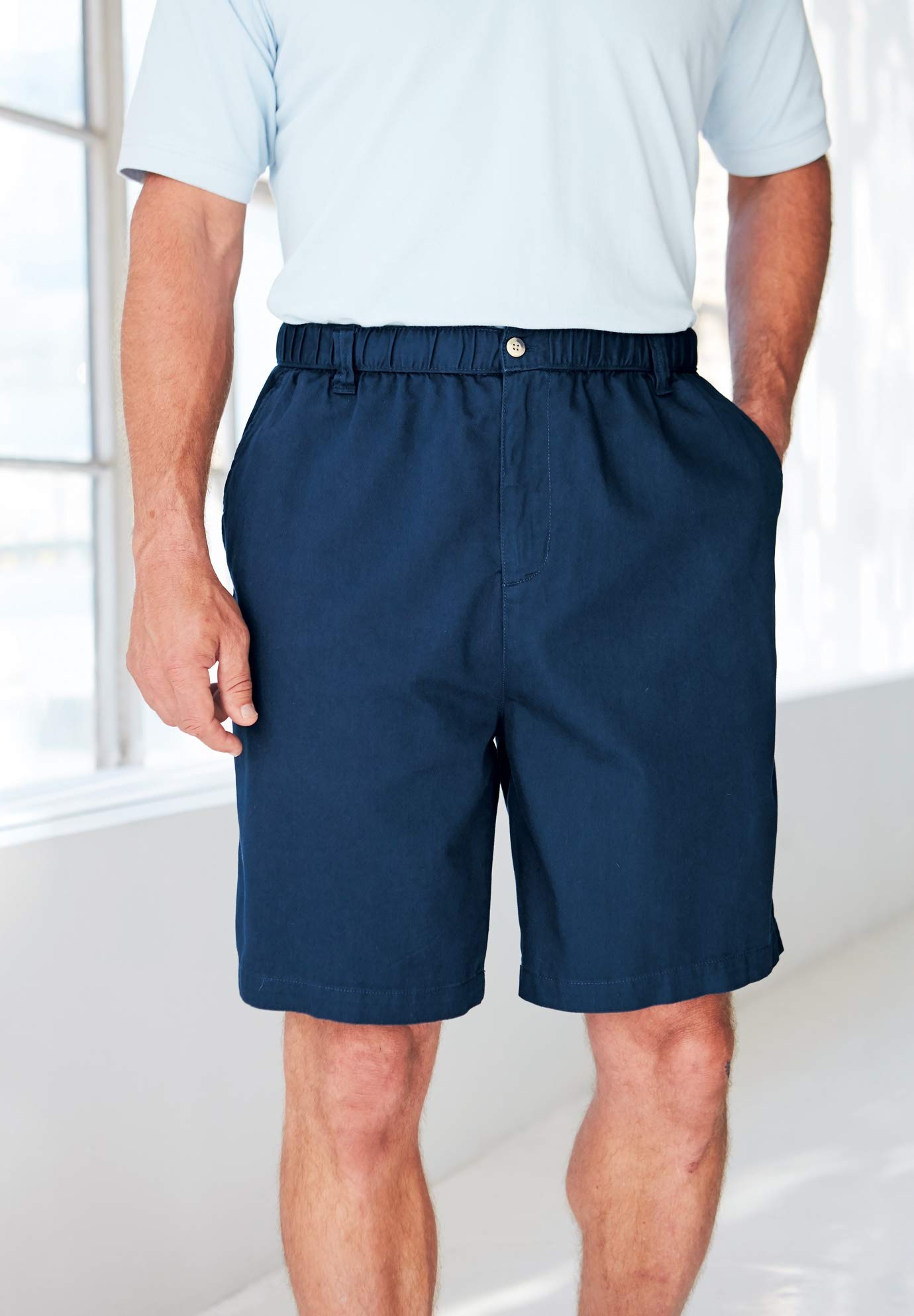 KingSize Knockarounds 8" Full Elastic Plain Front Shorts - 4XL, Khaki