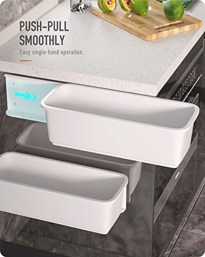 Baffect 2 pcs Under Sink Organizers Pull Out Cabinet Organizer Slide Out Plastic Storage Drawers Sliding Basket for Kitchen Bathroom Undersink (White)