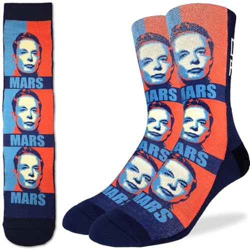 Good Luck Sock Men's Elon Musk Socks, Adult, Shoe Size 8-13