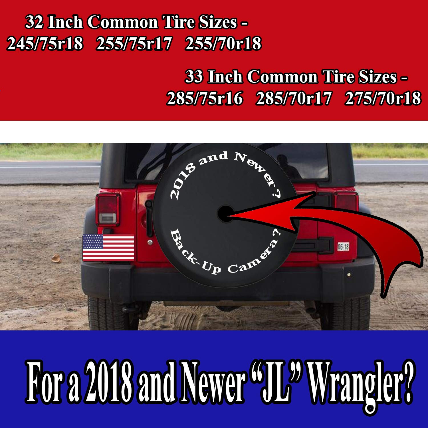 JL Series Spare Tire Cover with Backup Camera Hole Tropical Palm Trees in Simple Beach Vacation Black 32 in