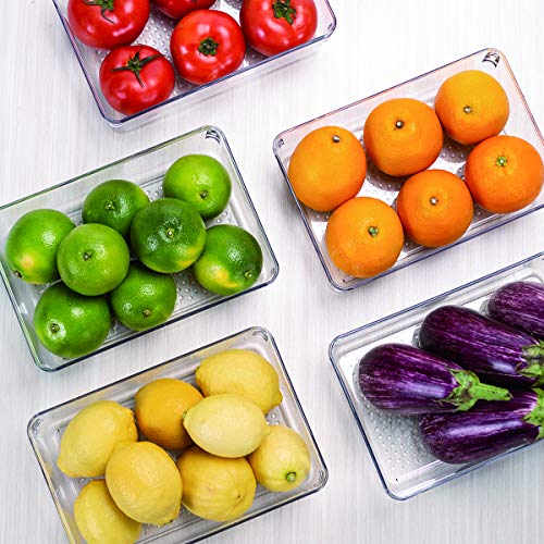 Ettori Clear Plastic Storage Bins 2 Pack Bin Storage Organizer for Refrigerator, Cabinet,Food Pantry,Kitchen and Bathroom Organization