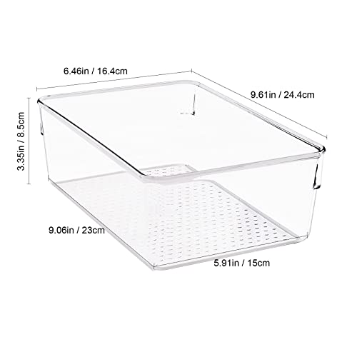 Ettori Clear Plastic Storage Bins 2 Pack Bin Storage Organizer for Refrigerator, Cabinet,Food Pantry,Kitchen and Bathroom Organization