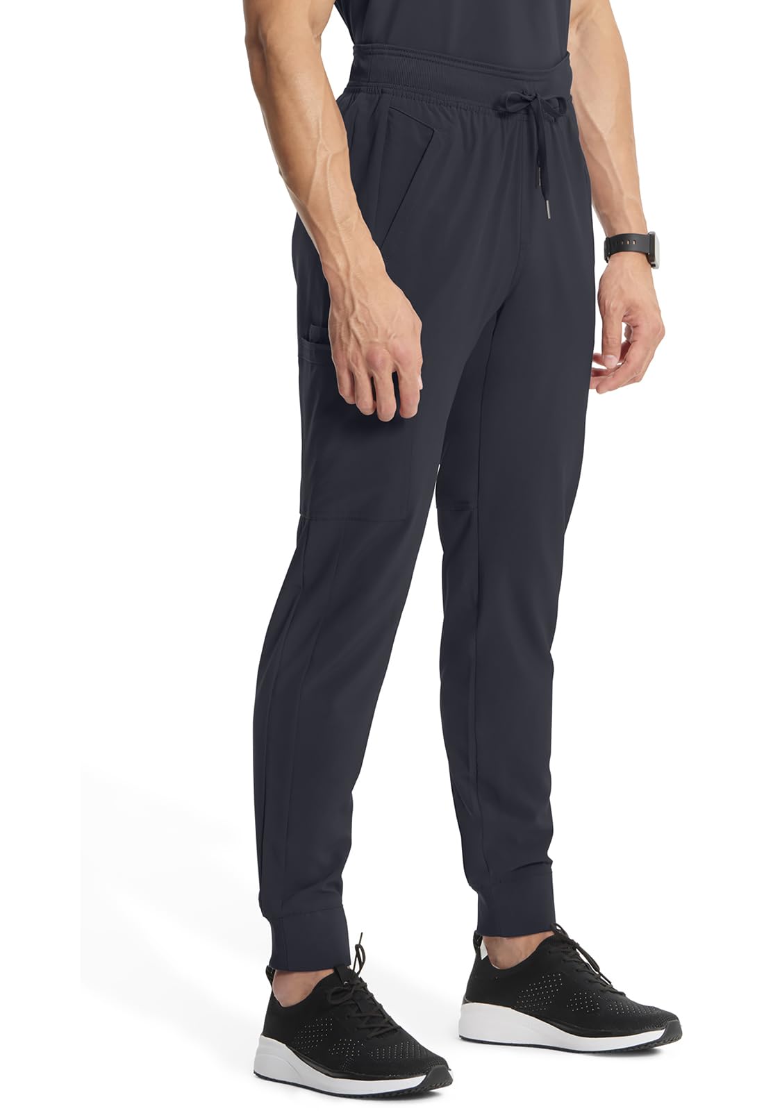 Infinity Cherokee Men's Jogger Pants with Drawstring Waist Mid Rise 5 Pockets Bottoms CK004AS, L Short, Pewter