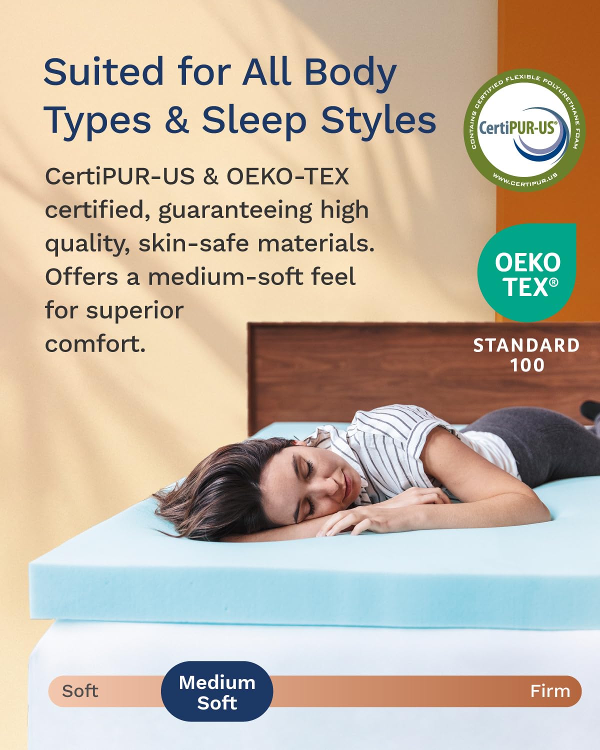 ViscoSoft Memory Foam Mattress Topper Twin - 2 Inch Reflex Cooling Gel Mattress Pad - CertiPUR-US - Oeko TEX Certified