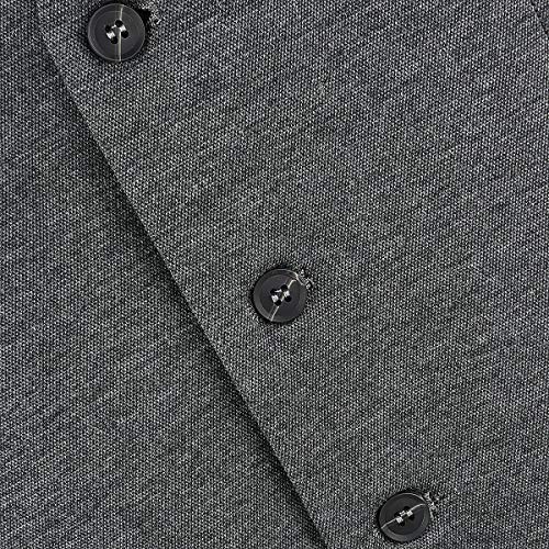 BOTVELA Mens Casual Dress Vest 4 Button Waistcoat (Grey, XX-Large)