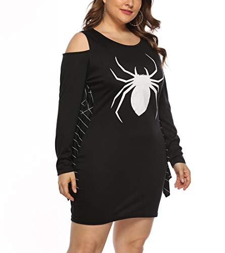 Gloria&Sarah Women's Halloween Spiderweb Plus Size Jersey Tunic Cosplay Costume Dress,Black,XXXXL