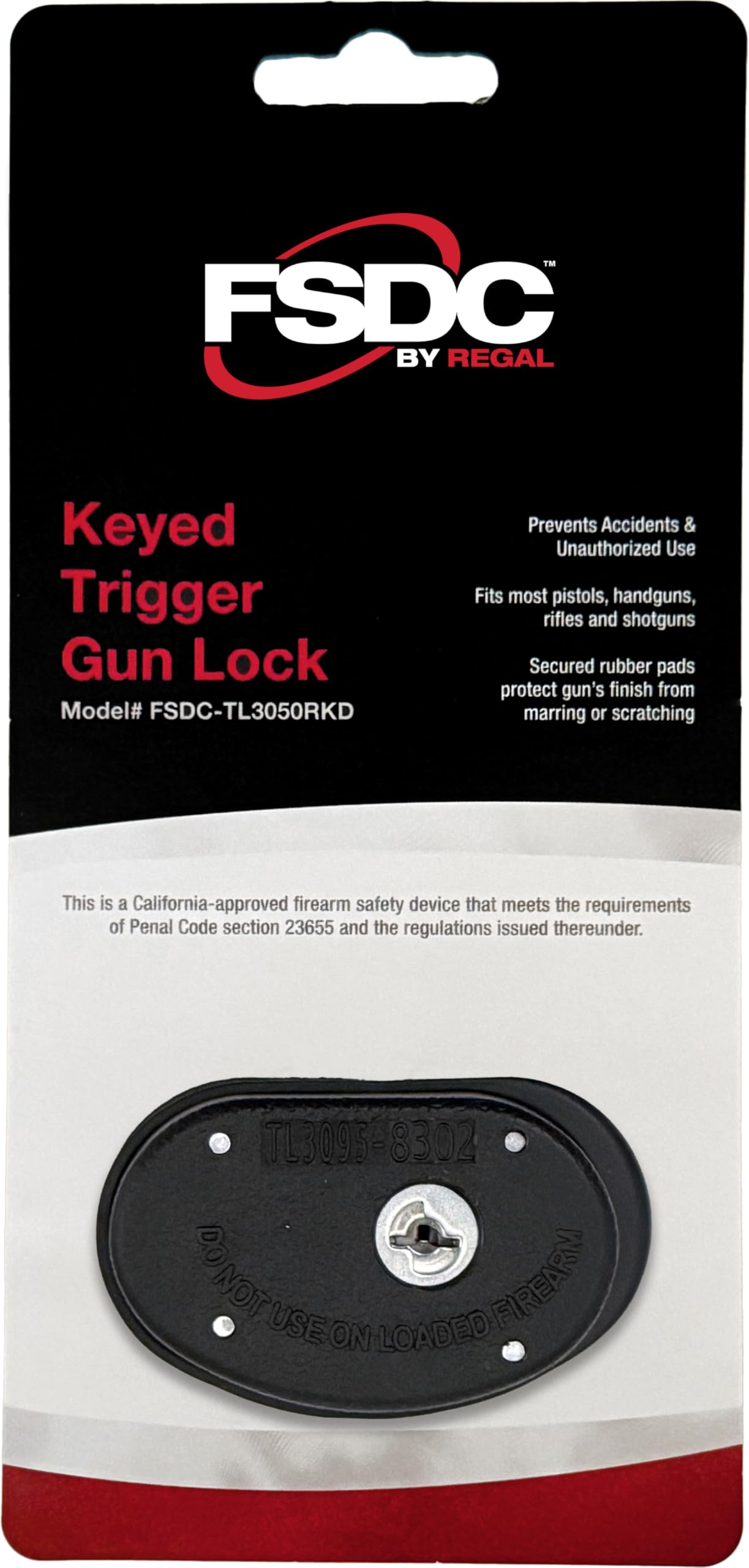 FSDC (Firearm Safety Devices β FSDC-TL3050RKD California DOJ-Approved Keyed Trigger Gun Lock with 2 Keys β Composite-Body Construction and Pick-Resistant Lock