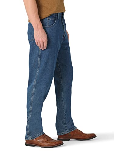 Rustler Men's Classic Relaxed Fit, Dark Stonewash, 38W x 30L