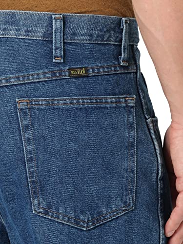 Rustler Men's Classic Relaxed Fit, Dark Stonewash, 38W x 30L