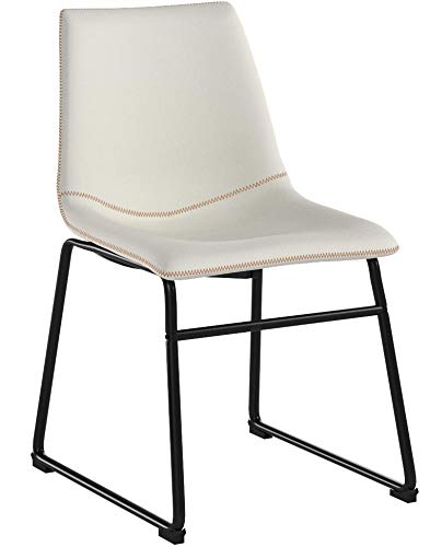 Roundhill Furniture Lotusville Vintage PU Leather Dining Chairs, Set of 2, White
