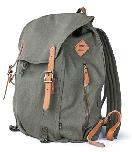 Gootium Canvas Backpack - Vintage Military Rucksack Travel Dayack, Green