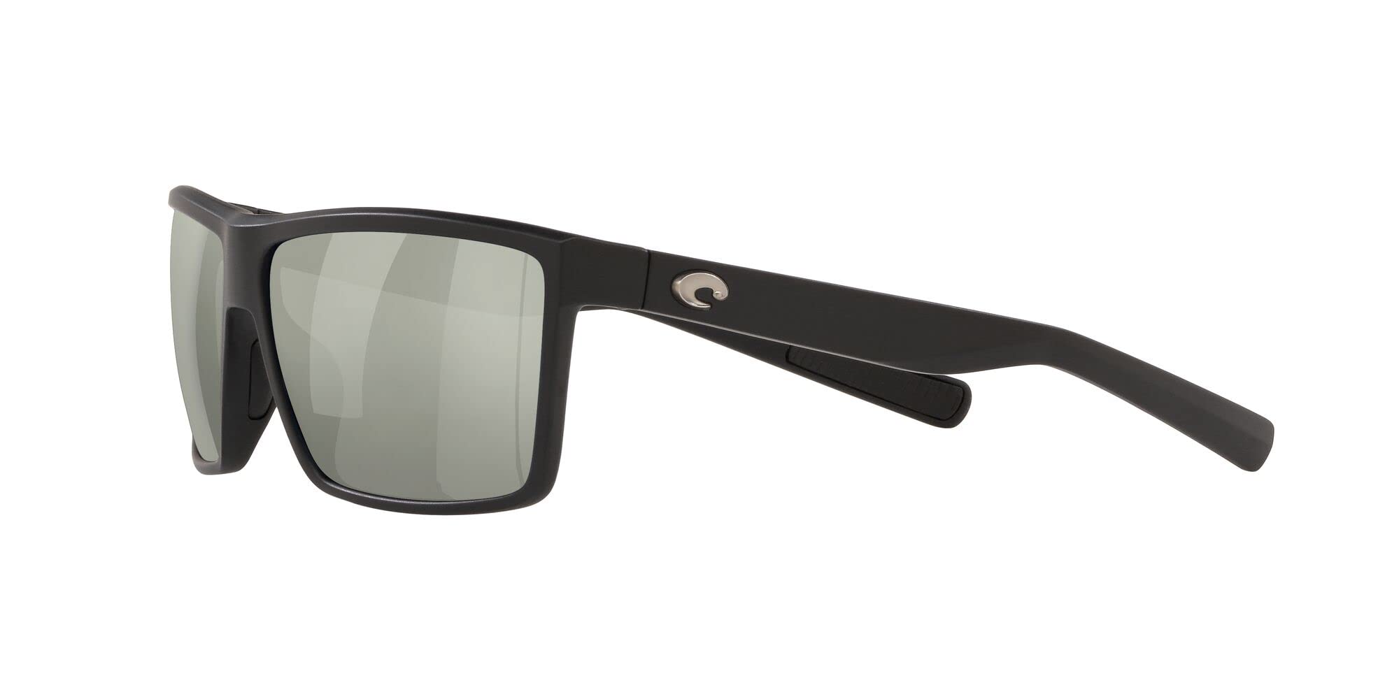 Costa Del Mar Mens Rinconcito Rectangular Sunglasses, Matte Black/Grey Silver Mirrored Polarized-580G, 60 mm