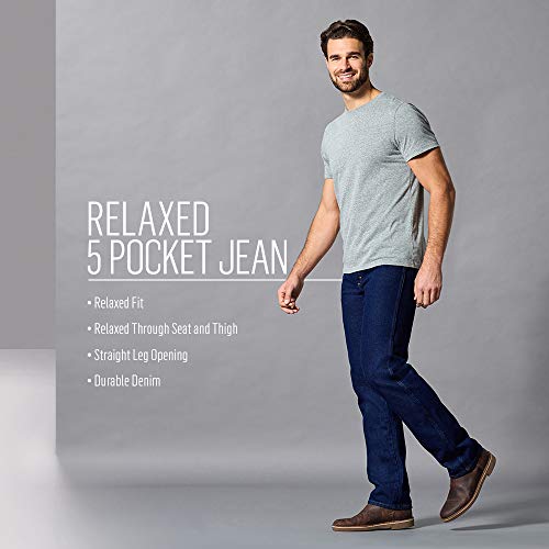 Rustler Men's Classic Relaxed Fit, Dark Stonewash, 38W x 30L