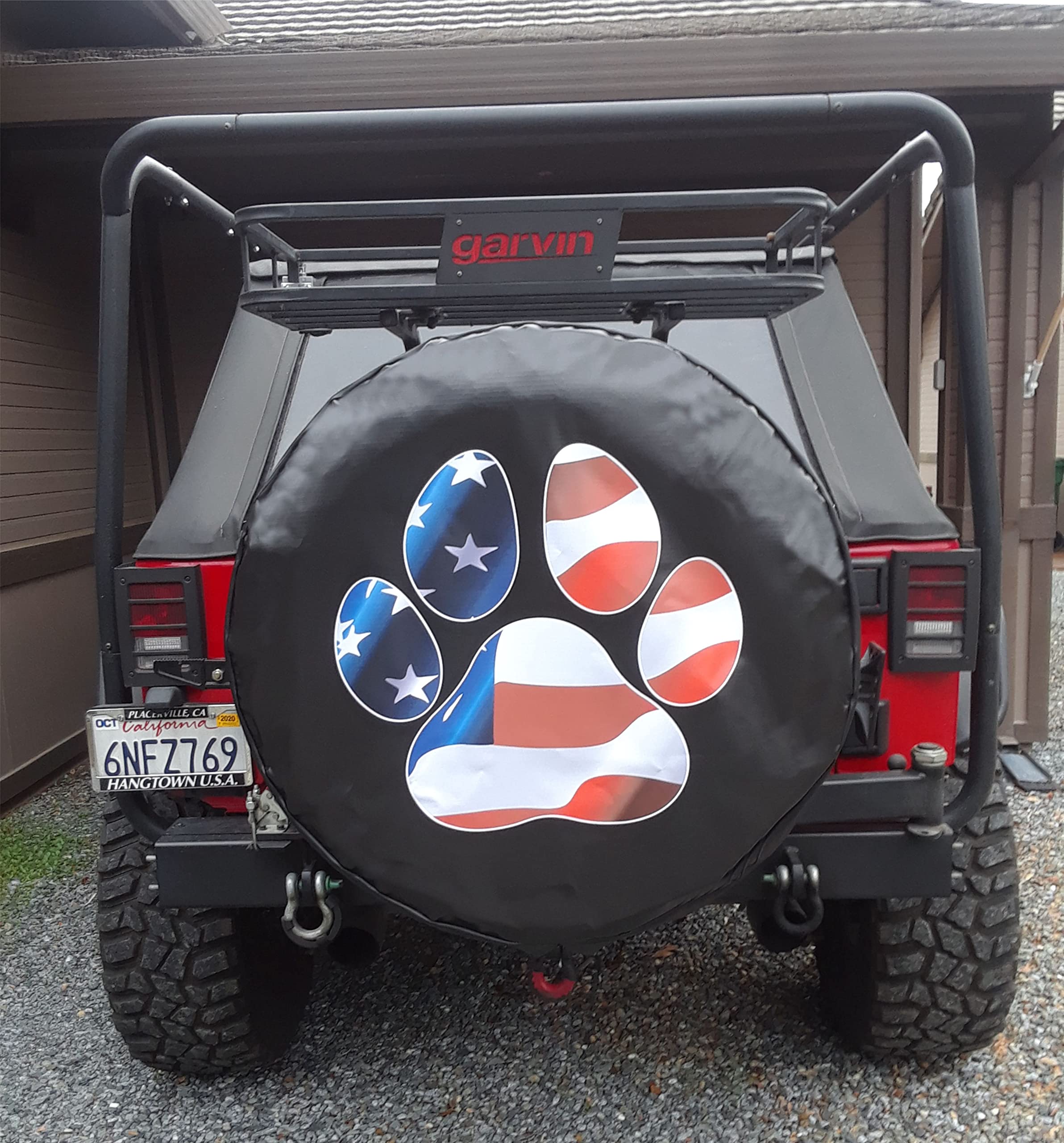Tire Cover Central Pet Paws Flag Spare tire Cover (Select tire Size/Back up Camera Option in menu)